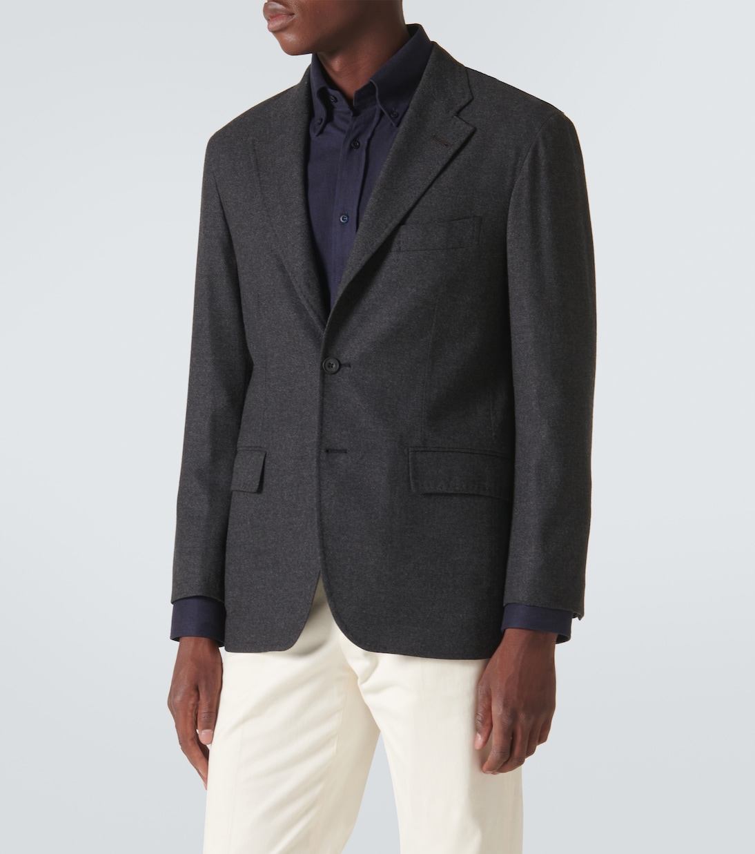 Wool flannel blazer in grey - Rubinacci | Mytheresa