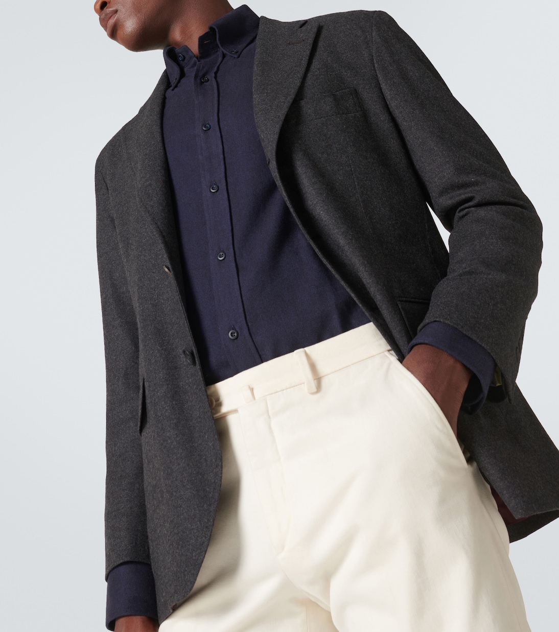 Wool flannel blazer in grey - Rubinacci | Mytheresa