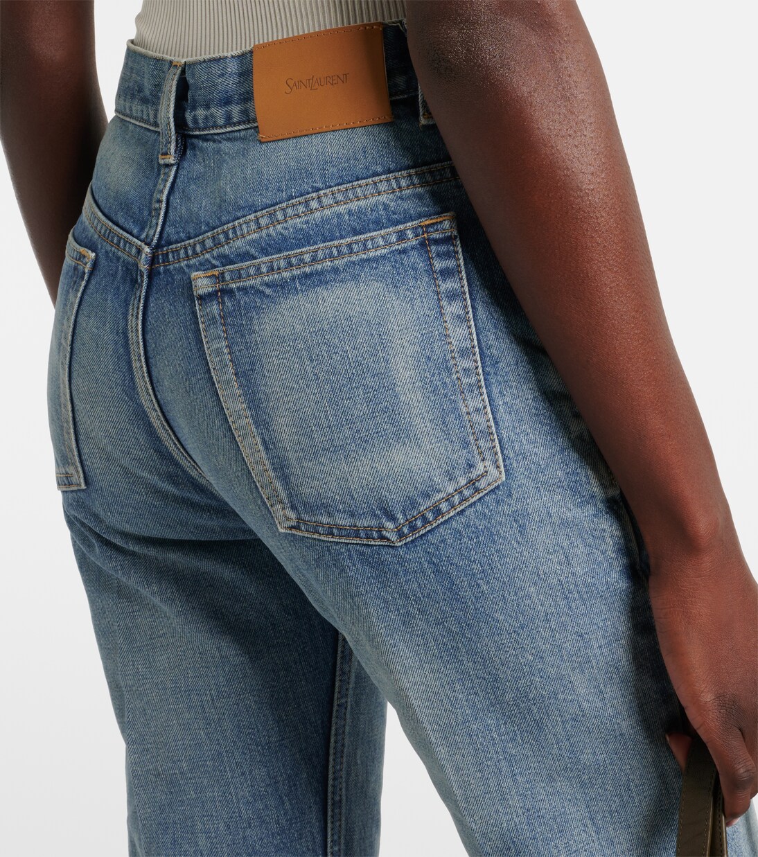 High-rise straight jeans in blue - Saint Laurent | Mytheresa