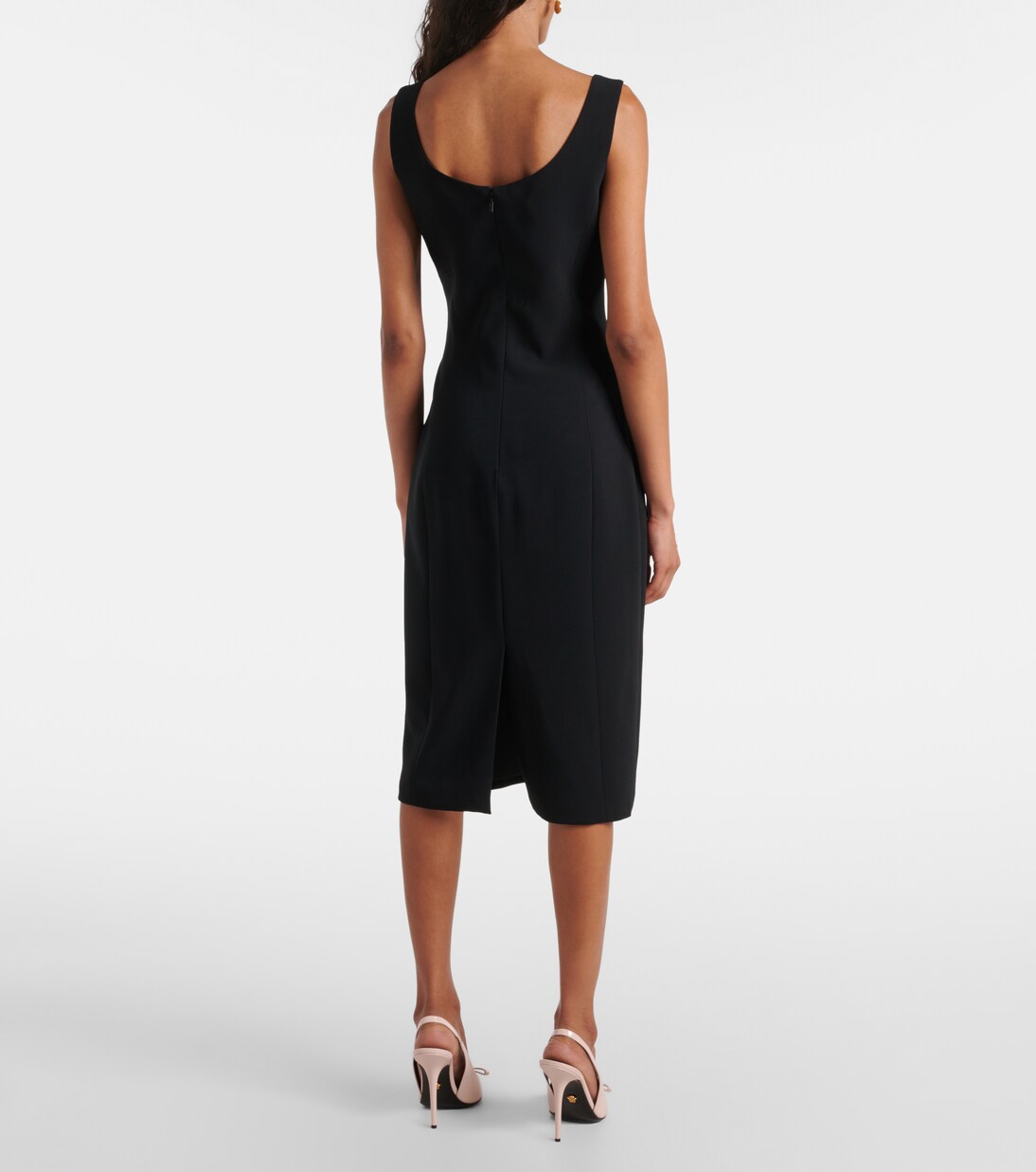 Safety Pin Cady Midi Dress In Black Versace Mytheresa