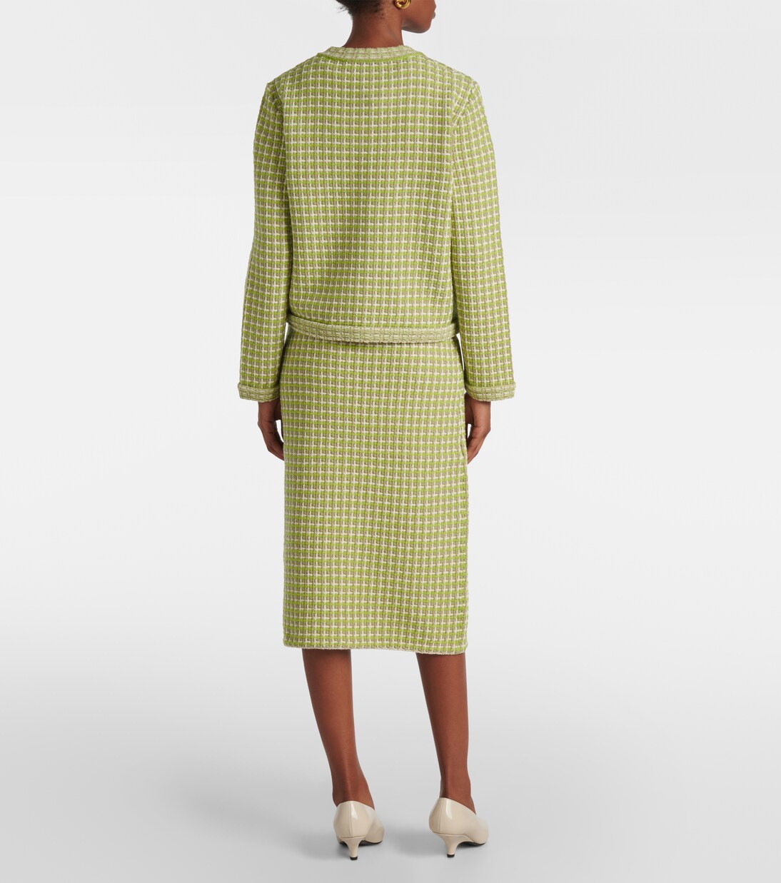 Knitted checked jacket in yellow - Tory Burch | Mytheresa
