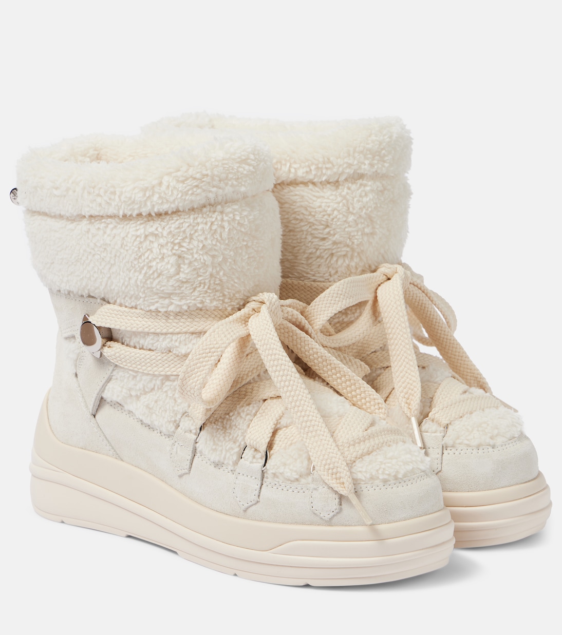 Insolux leather-trimmed snow boots in white - Moncler | Mytheresa