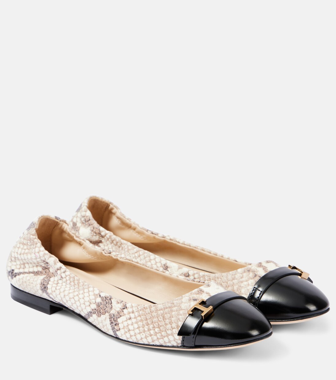 Snake-effect leather ballet flats in grey - Tods | Mytheresa