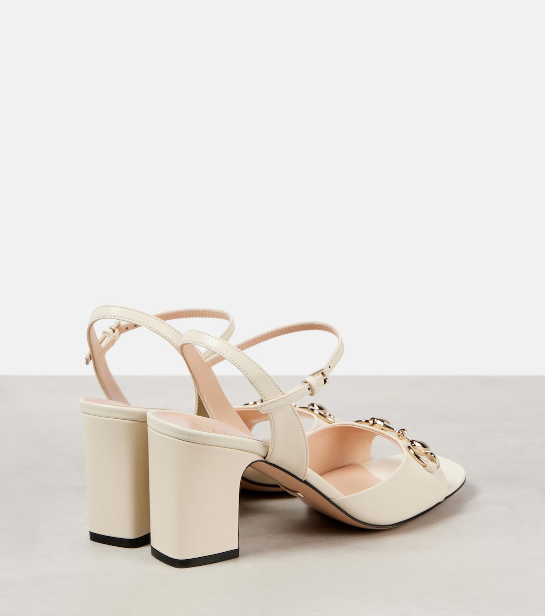 Horsebit leather sandals in white - Gucci | Mytheresa