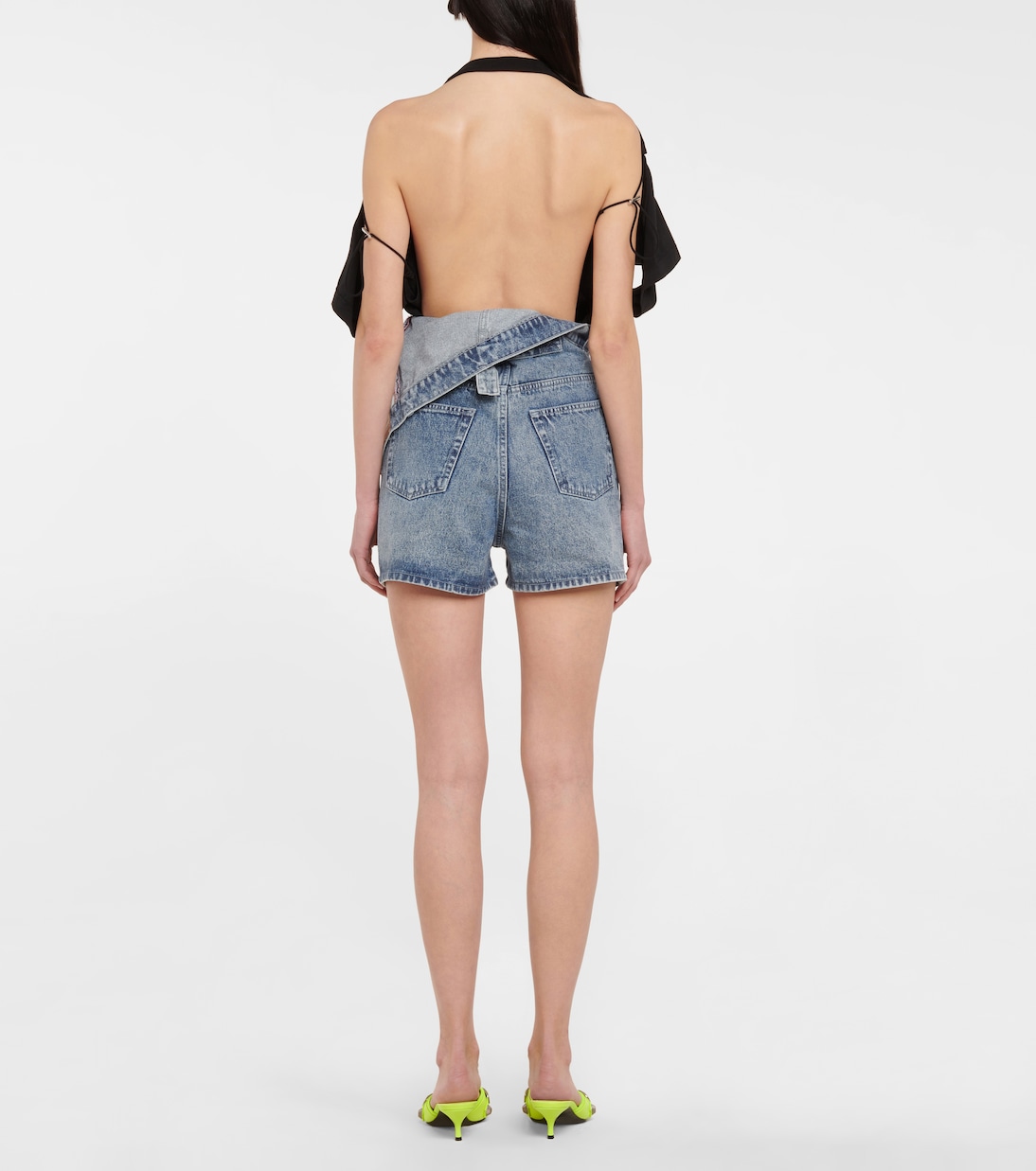 Asymmetric high-rise denim shorts in blue - Y Project | Mytheresa