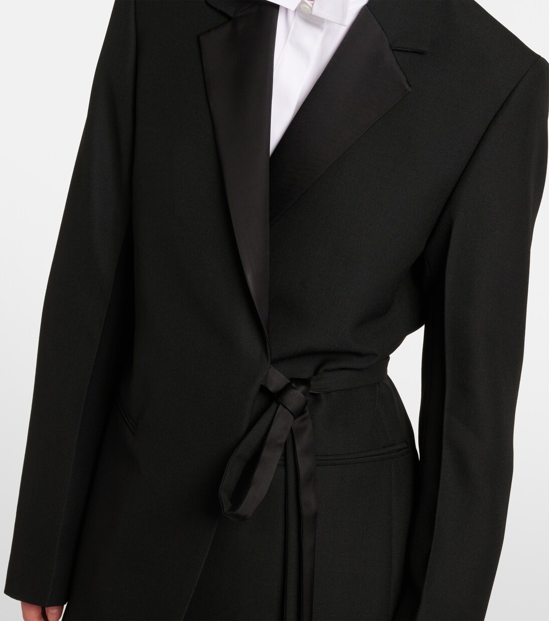 Satin-trimmed wrap blazer in black - Toteme | Mytheresa