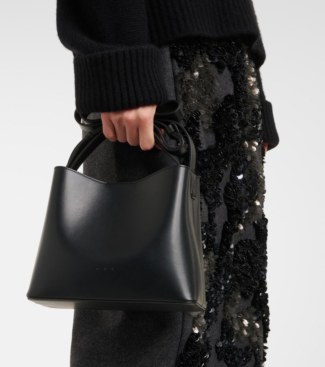 Sac Mini leather tote bag in black - Aesther Ekme | Mytheresa