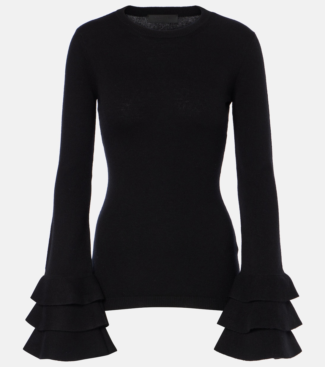 Ruffled wool sweater in black - Valentino | Mytheresa