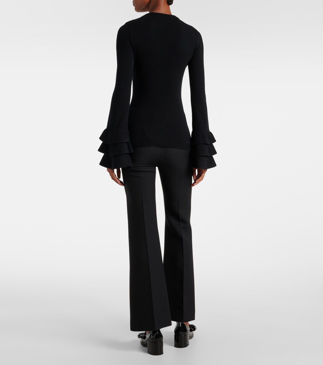 Ruffled wool sweater in black - Valentino | Mytheresa