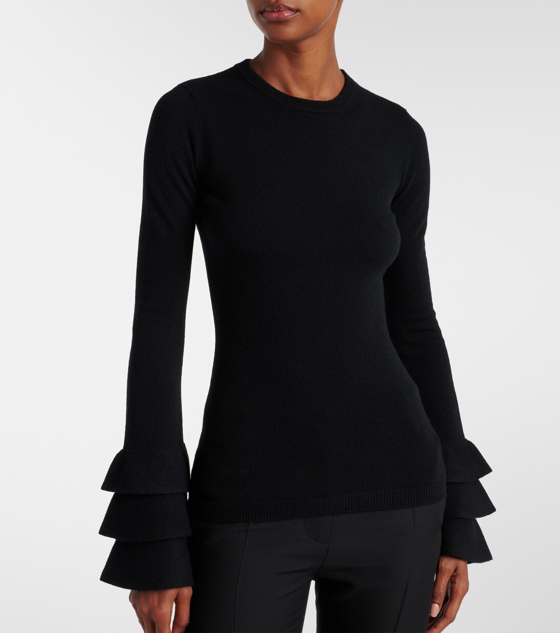 Ruffled wool sweater in black - Valentino | Mytheresa
