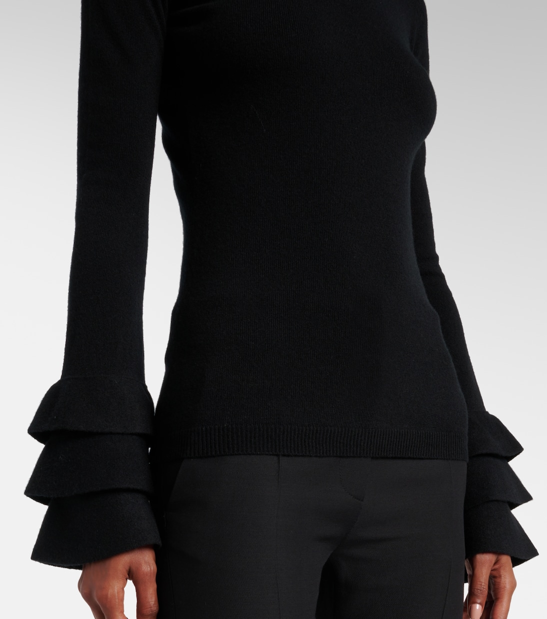 Ruffled wool sweater in black - Valentino | Mytheresa