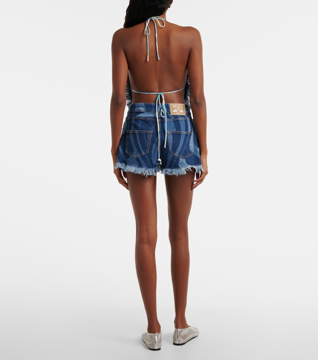 Marmo halterneck denim top in blue - Pucci | Mytheresa