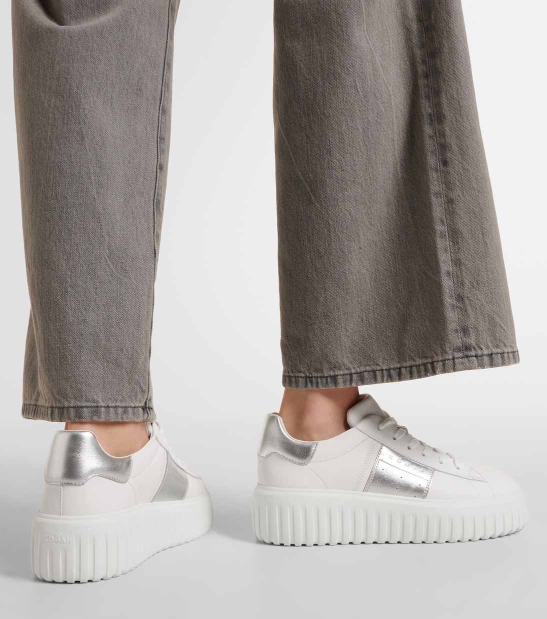H-Stripes leather platform sneakers in white - Hogan | Mytheresa