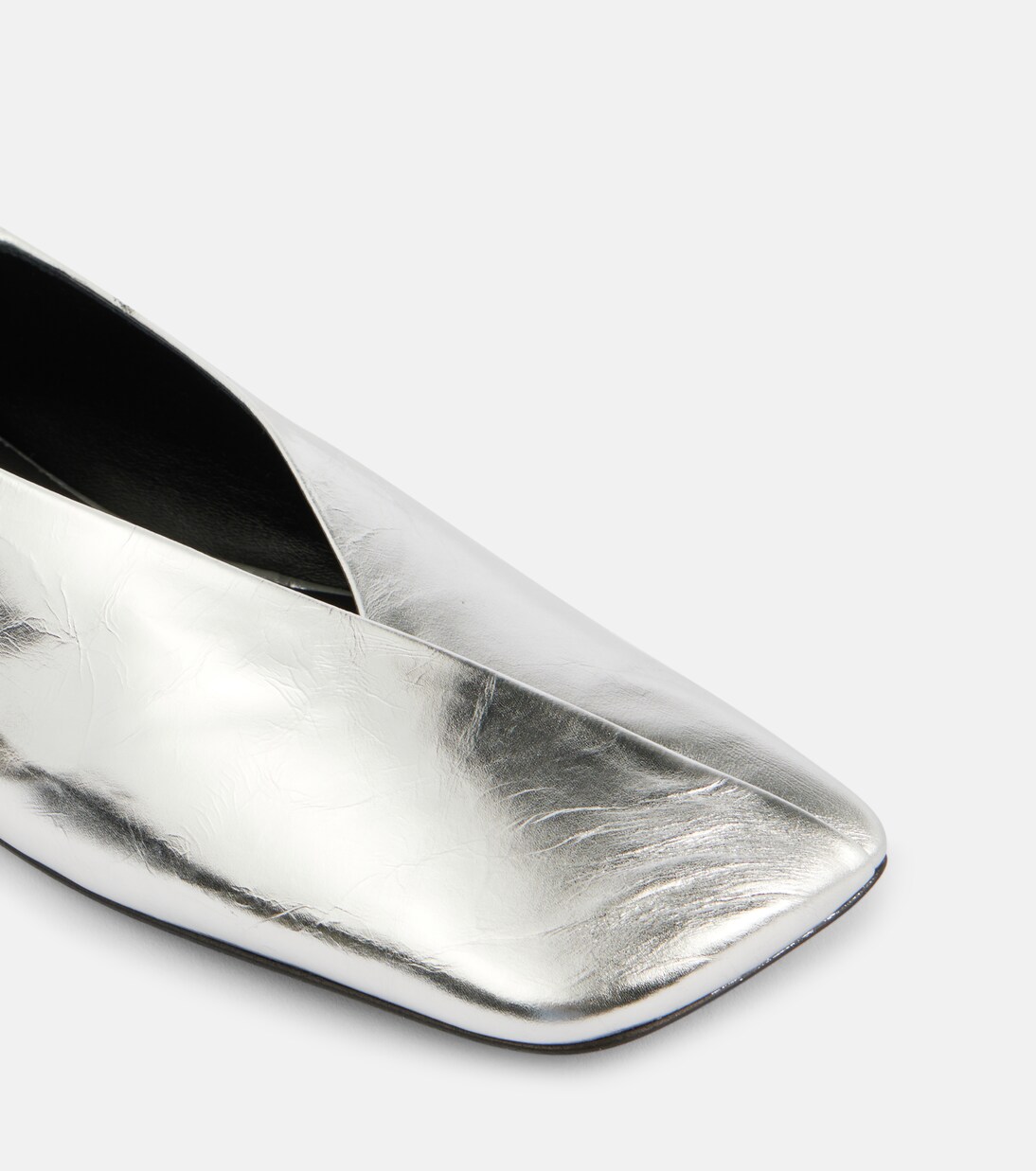 Metallic leather ballet flats in silver - Jil Sander | Mytheresa