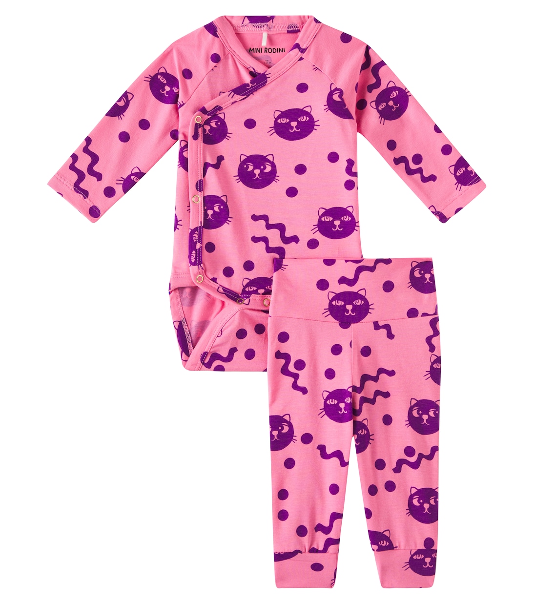 Bebé - set Squiggly Cats de body y leggings en rosa - Mini Rodini ...