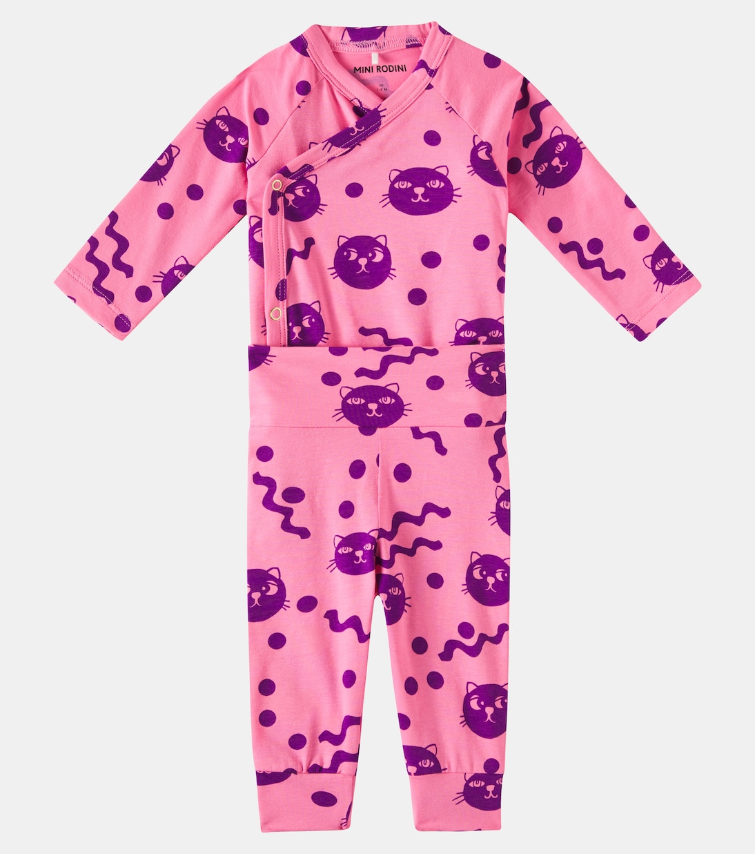 Baby Squiggly Cats bodysuit and leggings set in pink - Mini Rodini ...