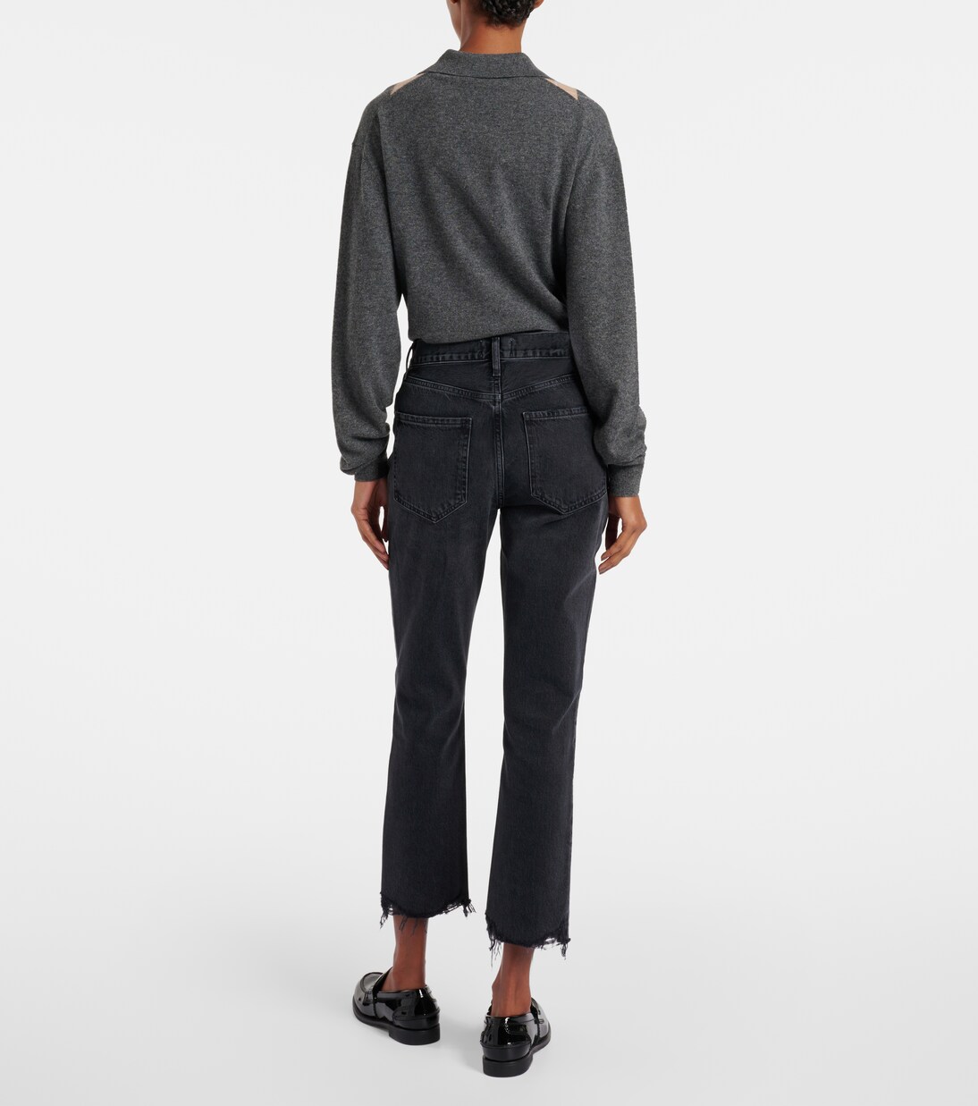 Riley high-rise cropped straight jeans in black - Agolde | Mytheresa