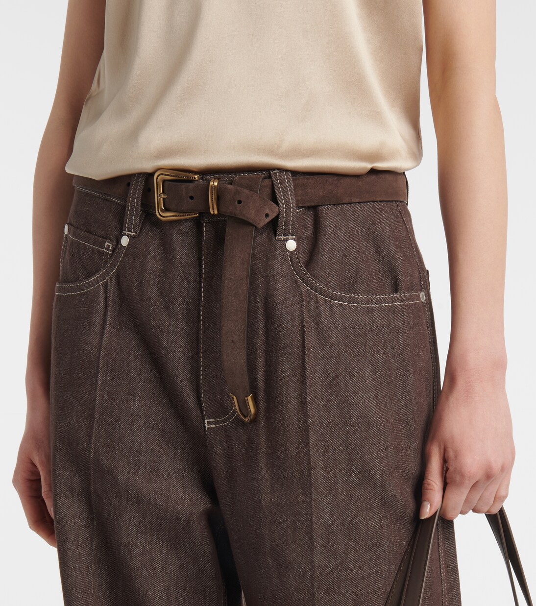 Cinturón de ante en beige - Brunello Cucinelli | Mytheresa