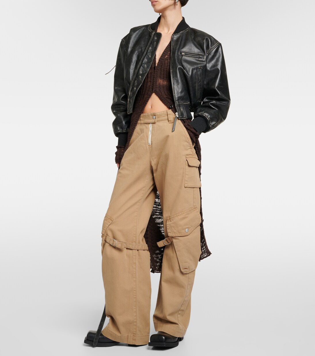 Potinal belted cotton cargo pants in beige - Acne Studios | Mytheresa