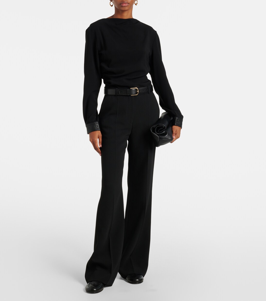 Alexis faux leather-trimmed crêpe top in black - Proenza Schouler ...