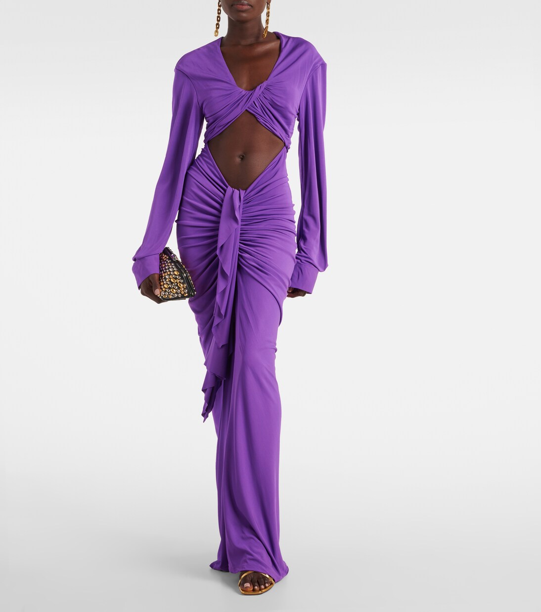 Vivenda gathered jersey maxi dress in purple - Christopher Esber ...
