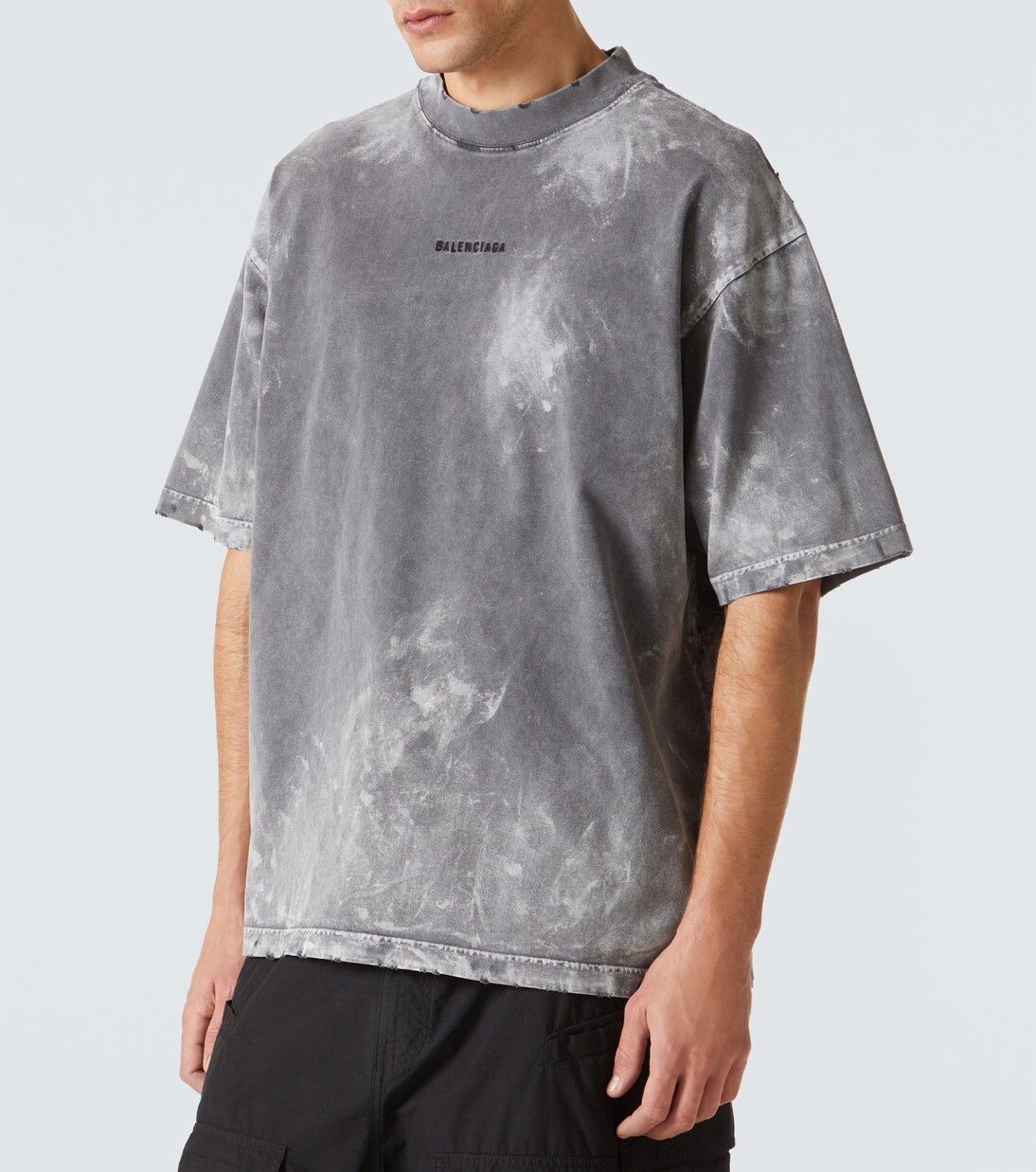 Distressed cotton-blend jersey T-shirt in black - Balenciaga | Mytheresa