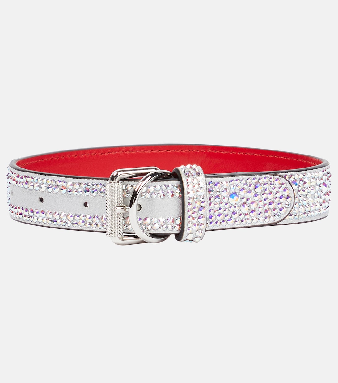 Loubicollar embellished leather dog collar in silver - Christian ...
