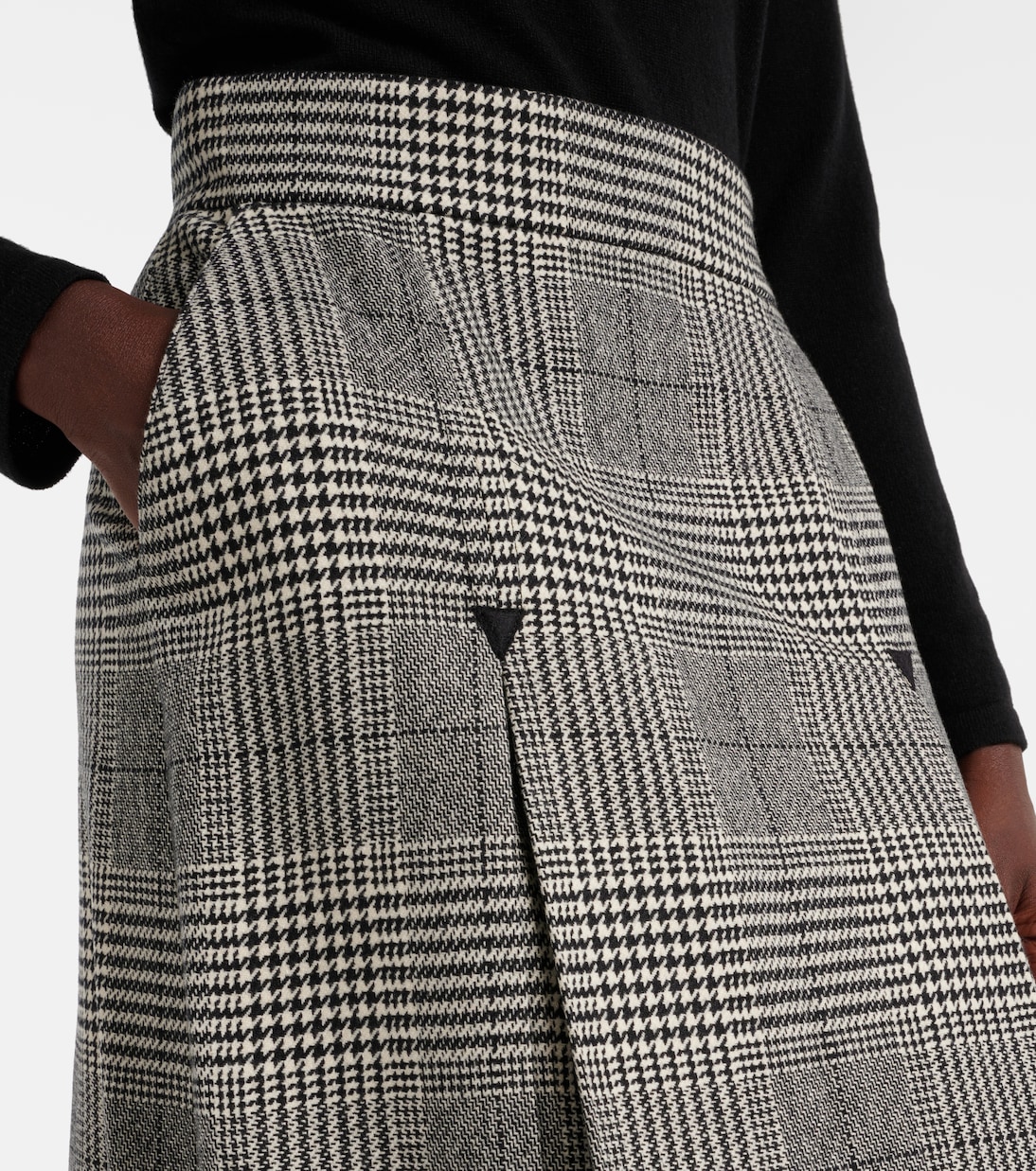 Prince of Wales check wool-blend midi skirt in black - Dolce Gabbana ...
