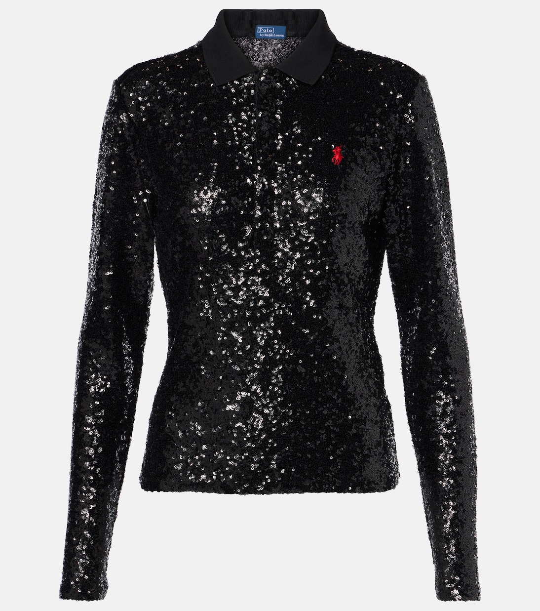 Sequined Polo Shirt In Black Polo Ralph Lauren Mytheresa