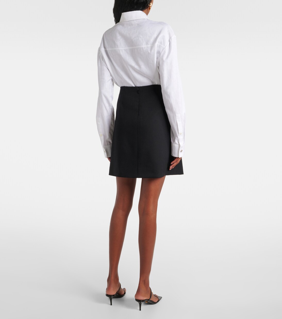 Safety Pin Wool Miniskirt In Black Versace Mytheresa