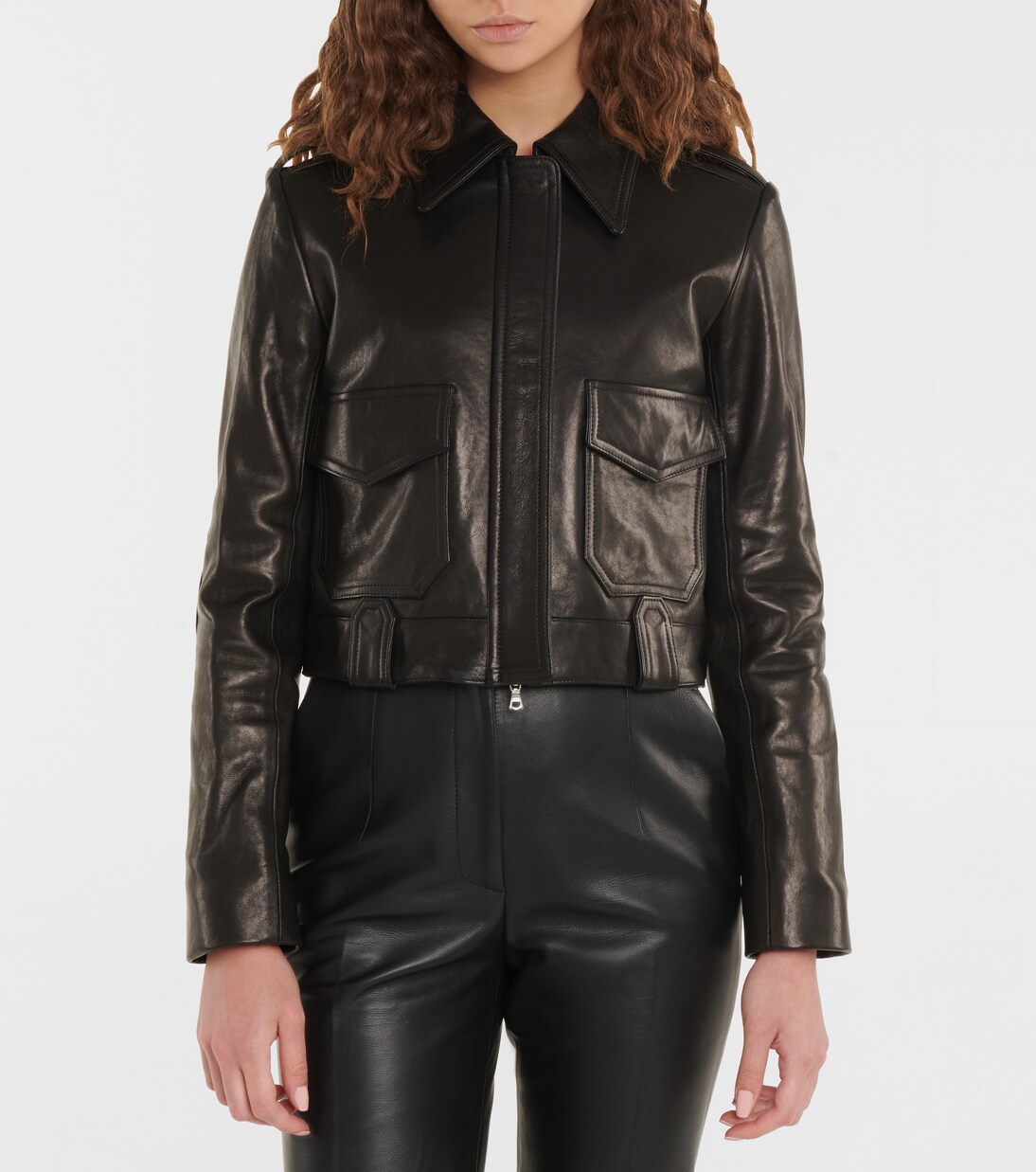 Cordelia leather crop jacket in black - Khaite | Mytheresa