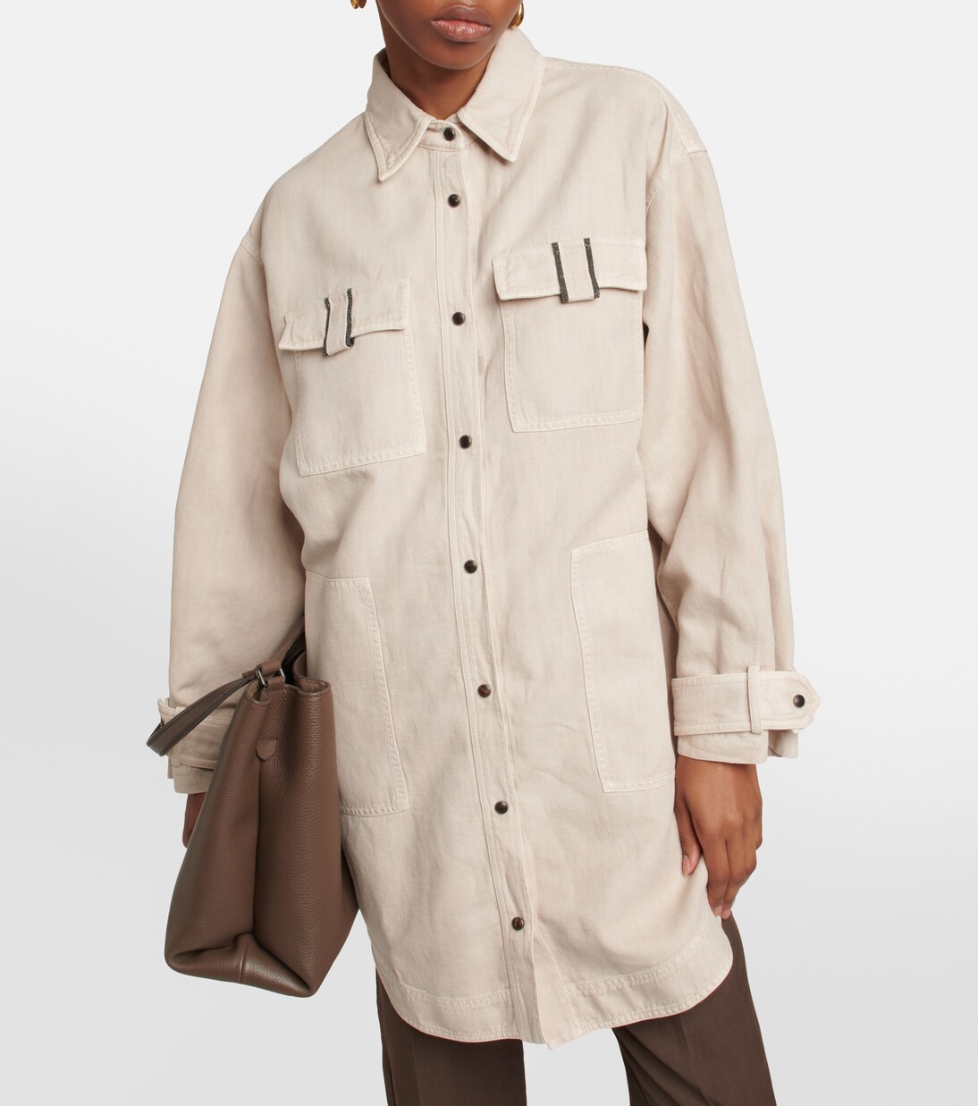 Cotton and linen overshirt in beige - Brunello Cucinelli | Mytheresa