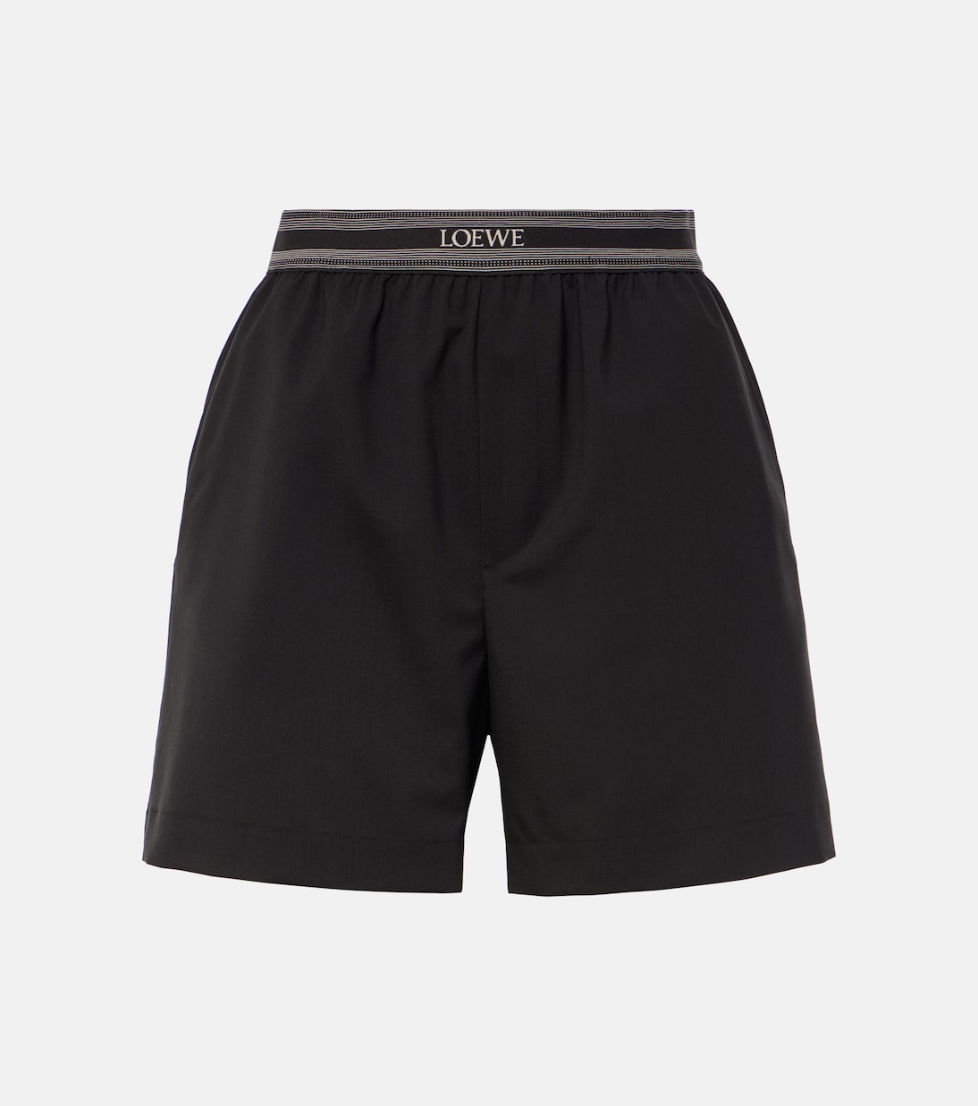 Shorts anchos de lana en negro - Loewe | Mytheresa