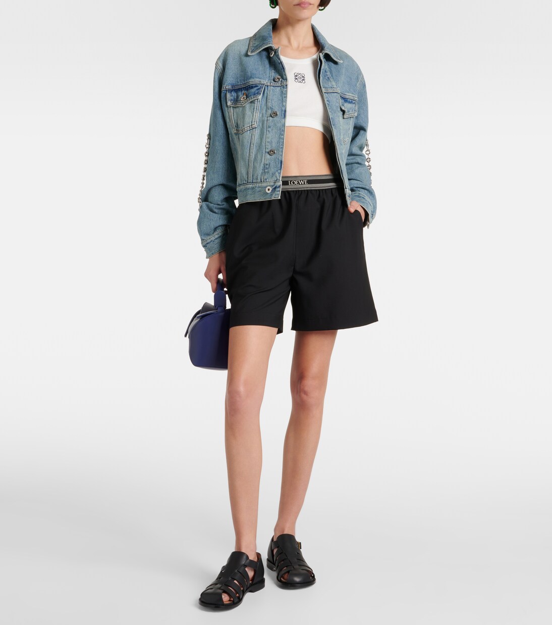 Shorts anchos de lana en negro - Loewe | Mytheresa