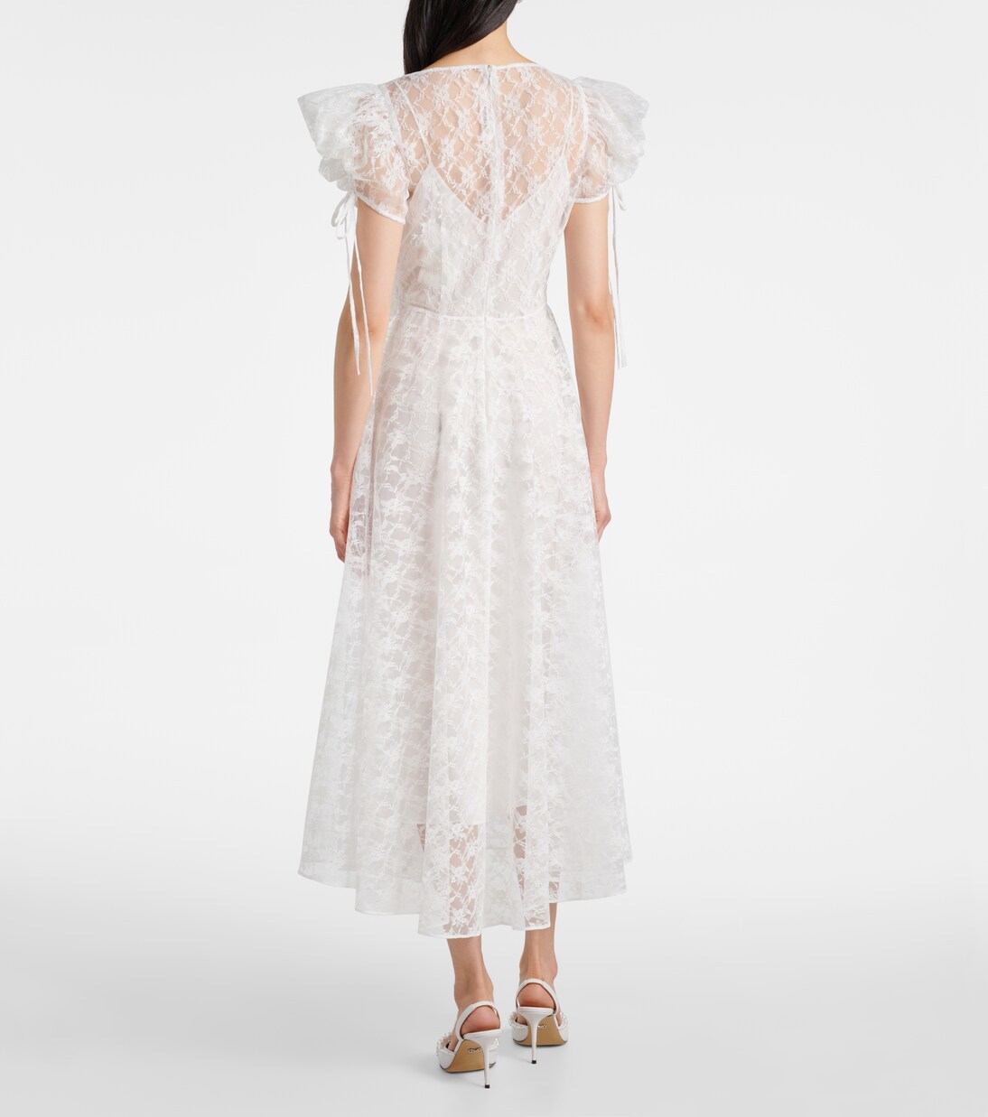 Floral silk lace midi dress in white - Rodarte | Mytheresa