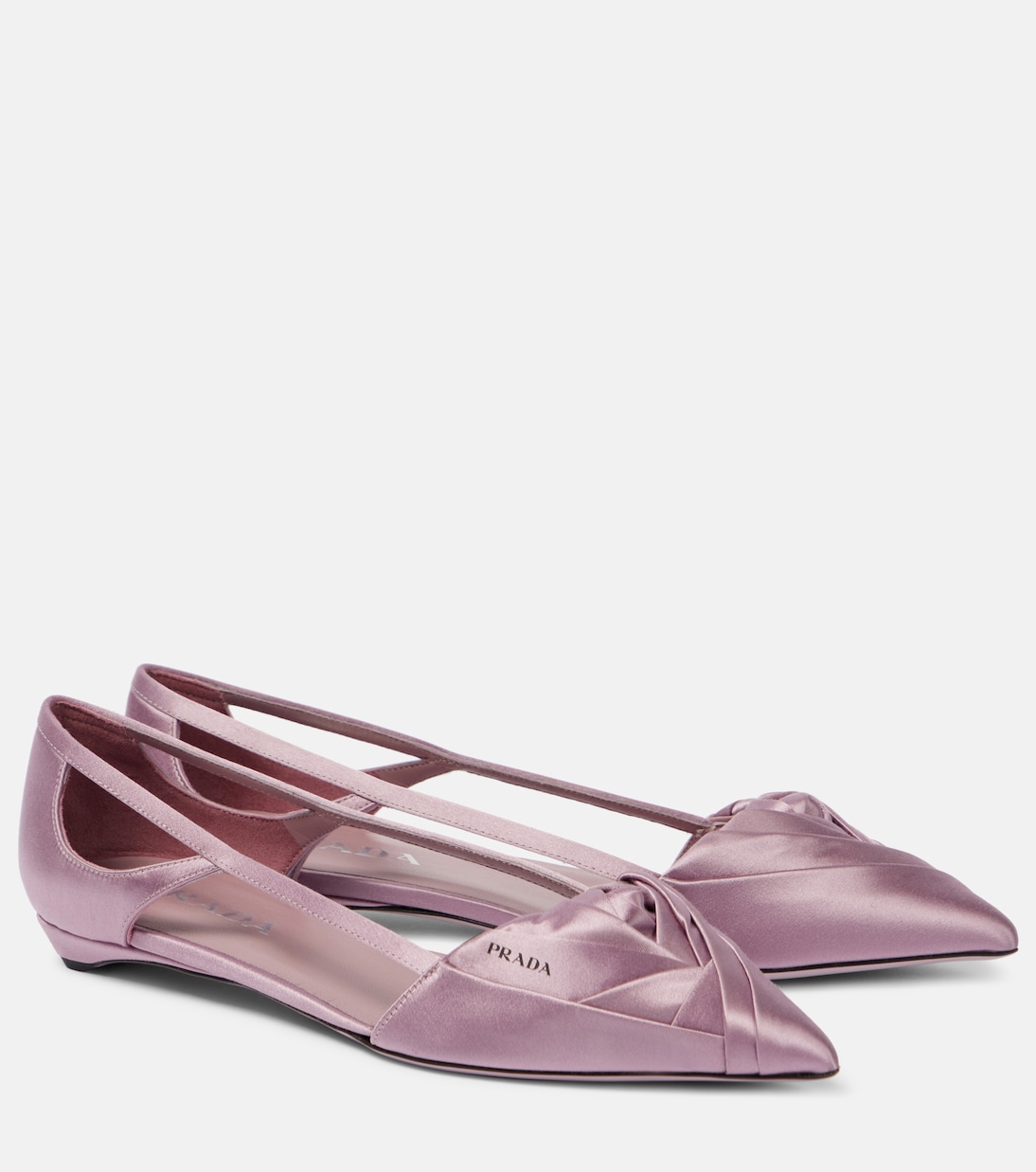 Cutout satin ballet flats in pink - Prada | Mytheresa