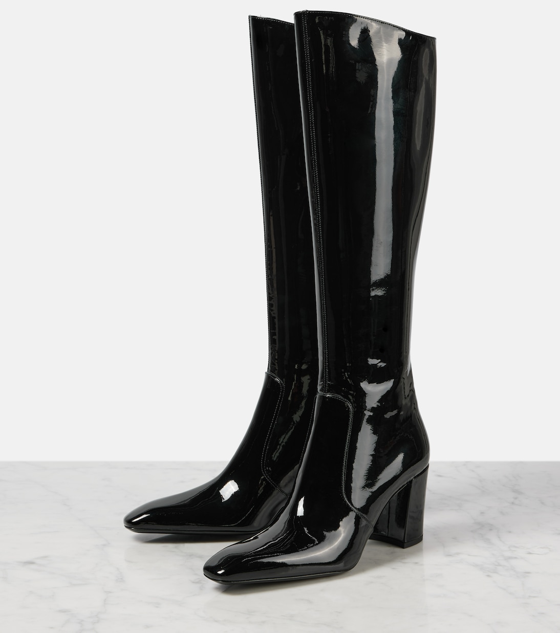 Lauren 70 patent leather knee-high boots in black - Saint Laurent ...