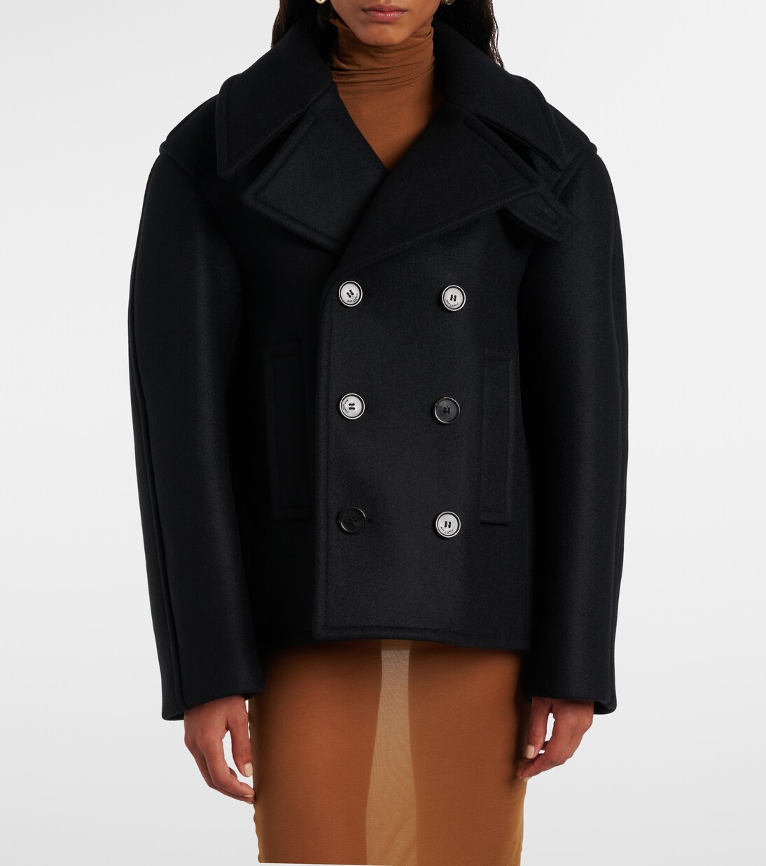 Oversized virgin wool peacoat in black - Saint Laurent | Mytheresa