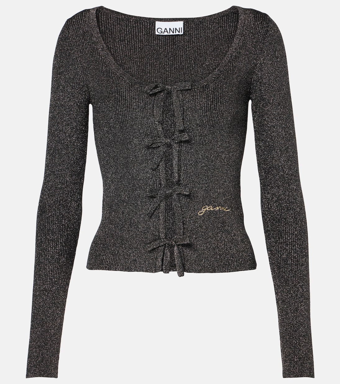 Tie string top in multicoloured - Ganni | Mytheresa