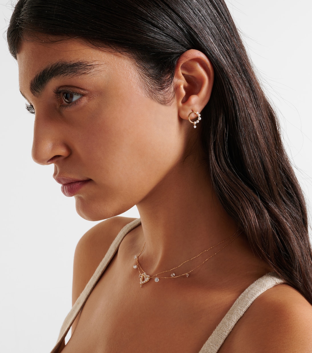 Aphrodite 18kt gold hoop earrings with pearls and diamonds in gold - Persee | Mytheresa