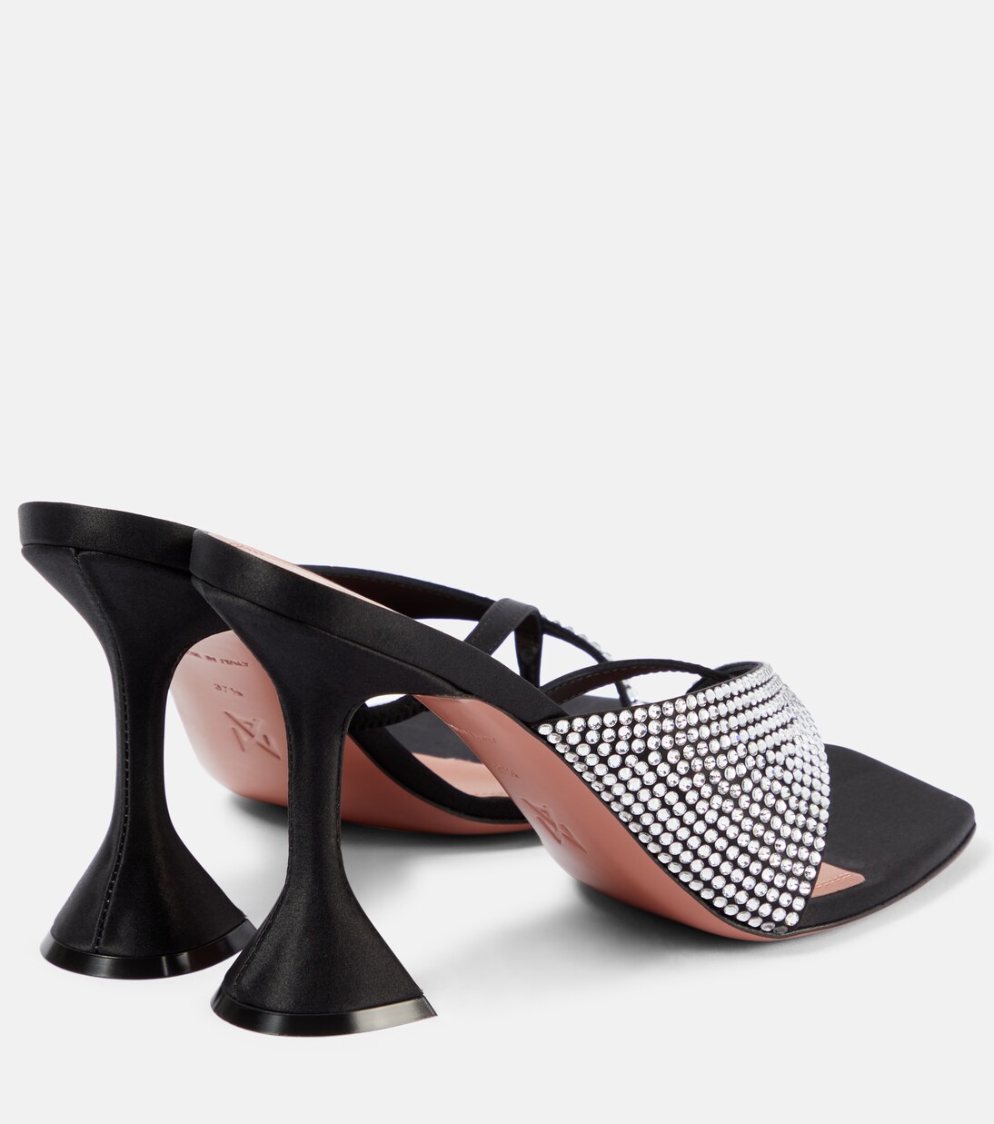 Shiona embellished satin mules in black - Amina Muaddi | Mytheresa
