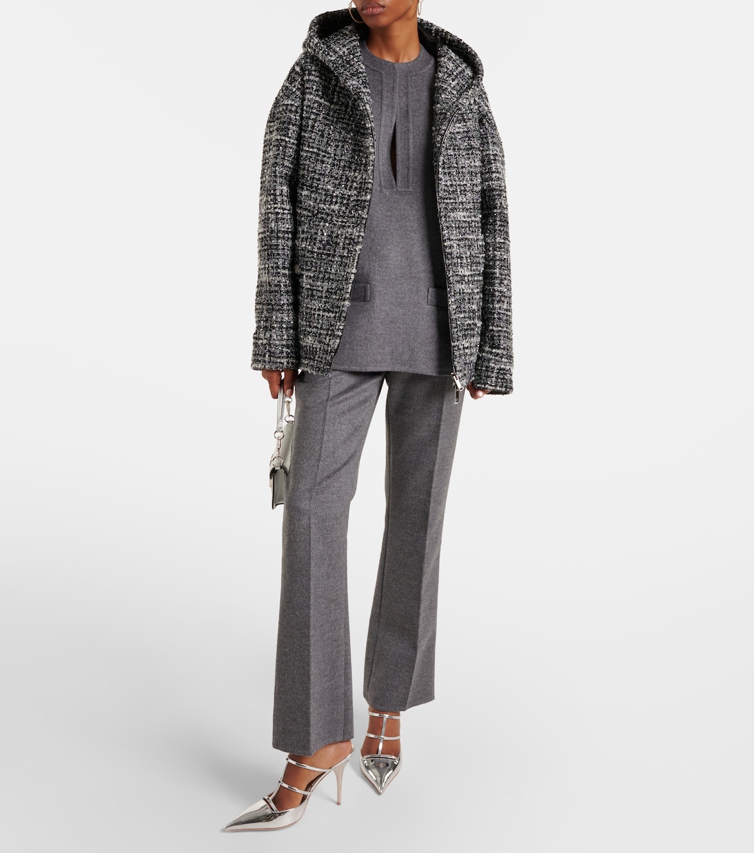 Mossi mélange tweed jacket in grey - Valentino | Mytheresa