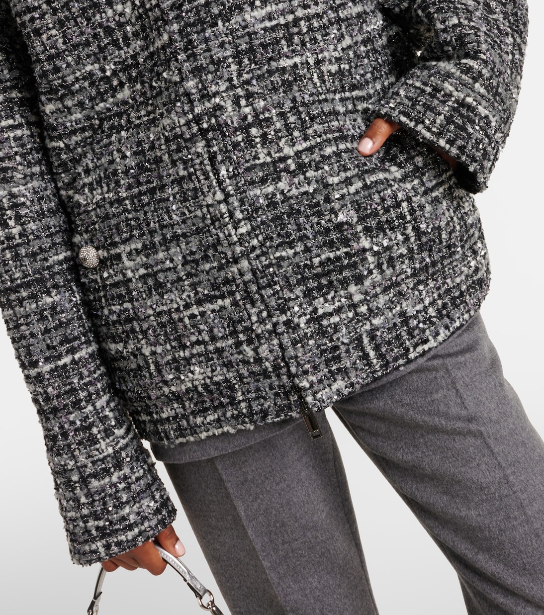 Mossi mélange tweed jacket in grey - Valentino | Mytheresa
