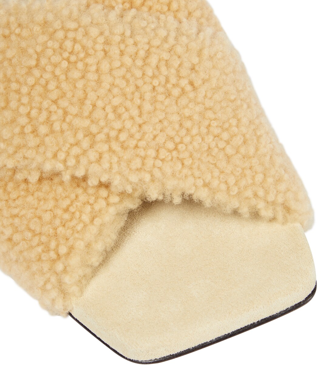 Embellished shearling slides in beige - Brunello Cucinelli | Mytheresa