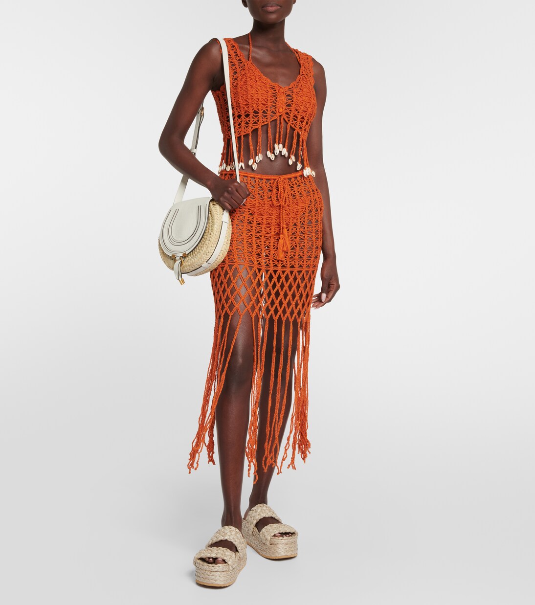 Embellished crochet crop top in orange - Anna Kosturova | Mytheresa