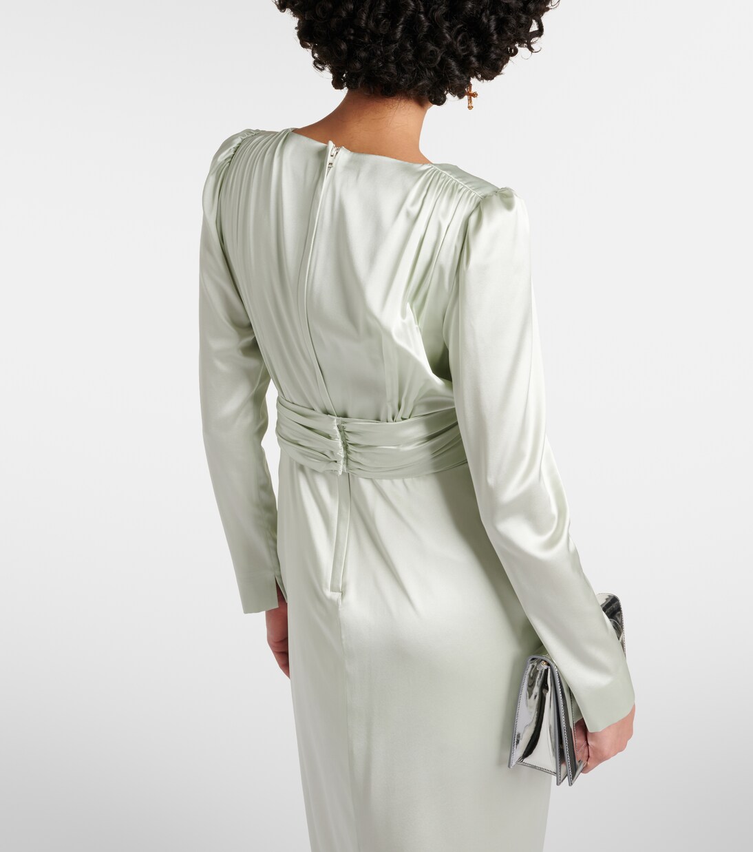 Gathered front-slit silk-blend gown in green - Dolce Gabbana | Mytheresa