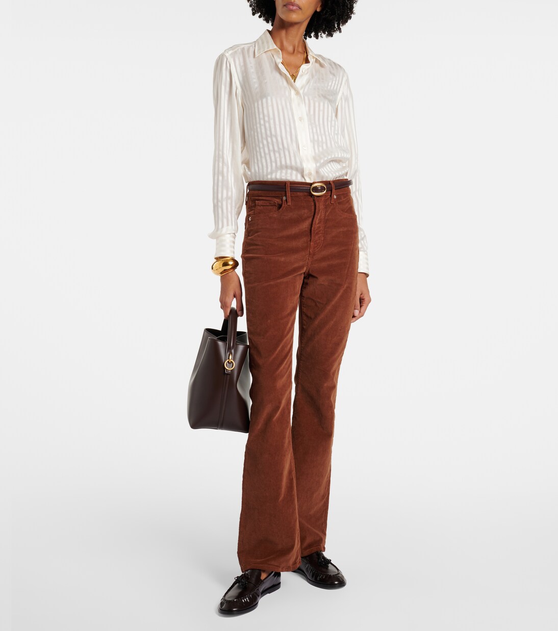 Cameron cotton corduroy flared pants in brown - Veronica Beard | Mytheresa