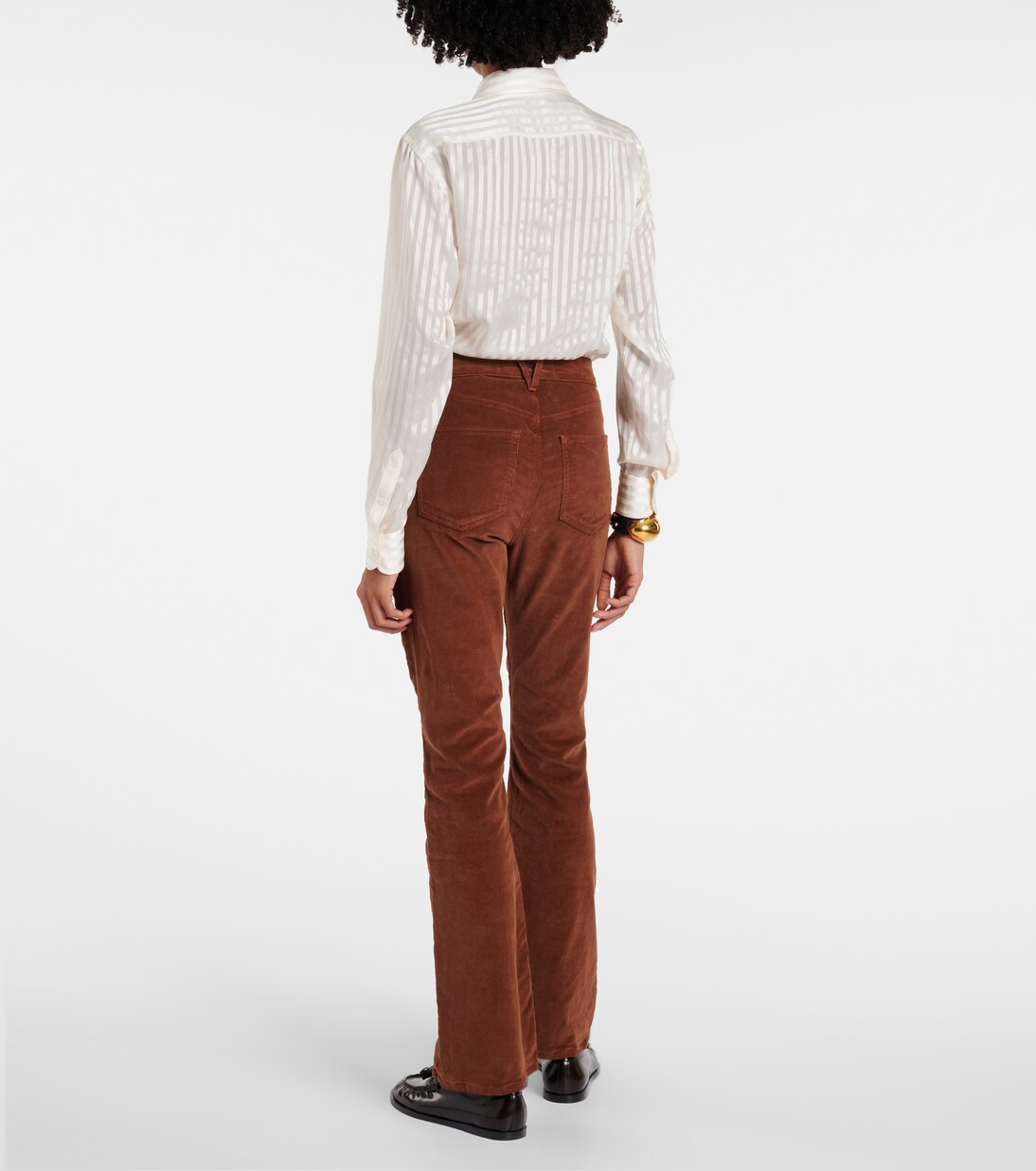 Cameron cotton corduroy flared pants in brown - Veronica Beard | Mytheresa