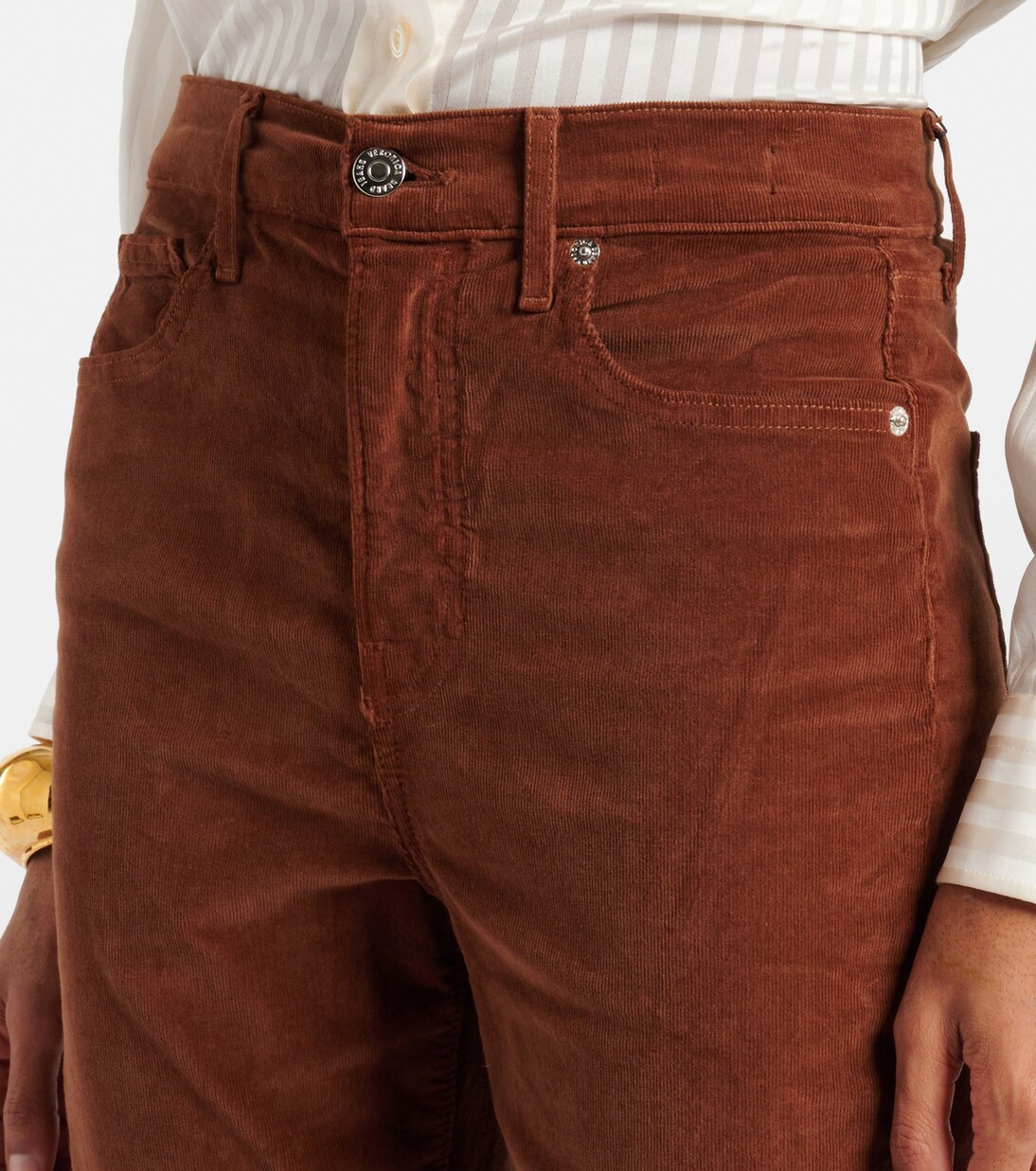 Cameron cotton corduroy flared pants in brown - Veronica Beard | Mytheresa