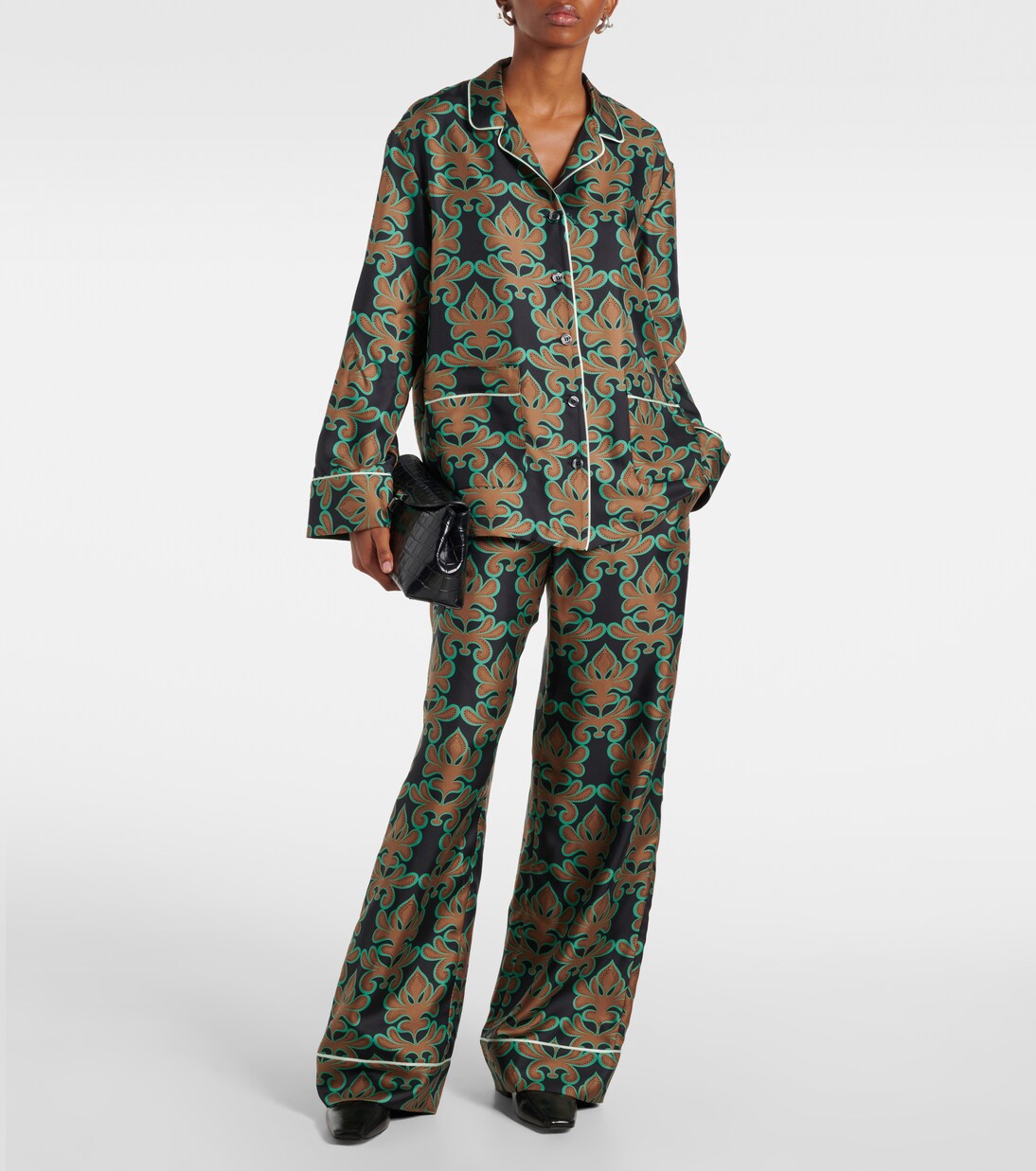 Herald silk pajama pants in green - La Double J | Mytheresa